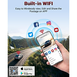 3 Channel 2K Dash Cam, 2K+1080P Dash Camera Front and Rear 360 Dual Dash Cam Built in WiFi 2K+1080P+1080P Three Way Triple Car Camera Night Vision Loop Recording Parking Monitor Support 128GB Max