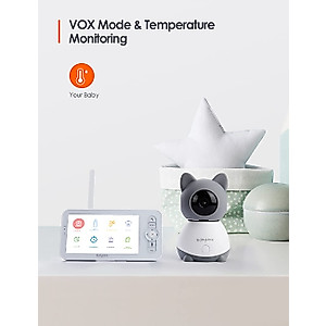 BabyTime Baby Monitor with Camera and Audio, 1080P Video Baby Monitor, 5" Color Display, Infrared Night Vision, 2-Way Talk, Temperature & Sound Alarm, Up to 1000ft Range, App Control