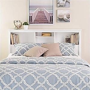 BOWERY HILL Modern Wood Full Queen Bookcase Headboard in White