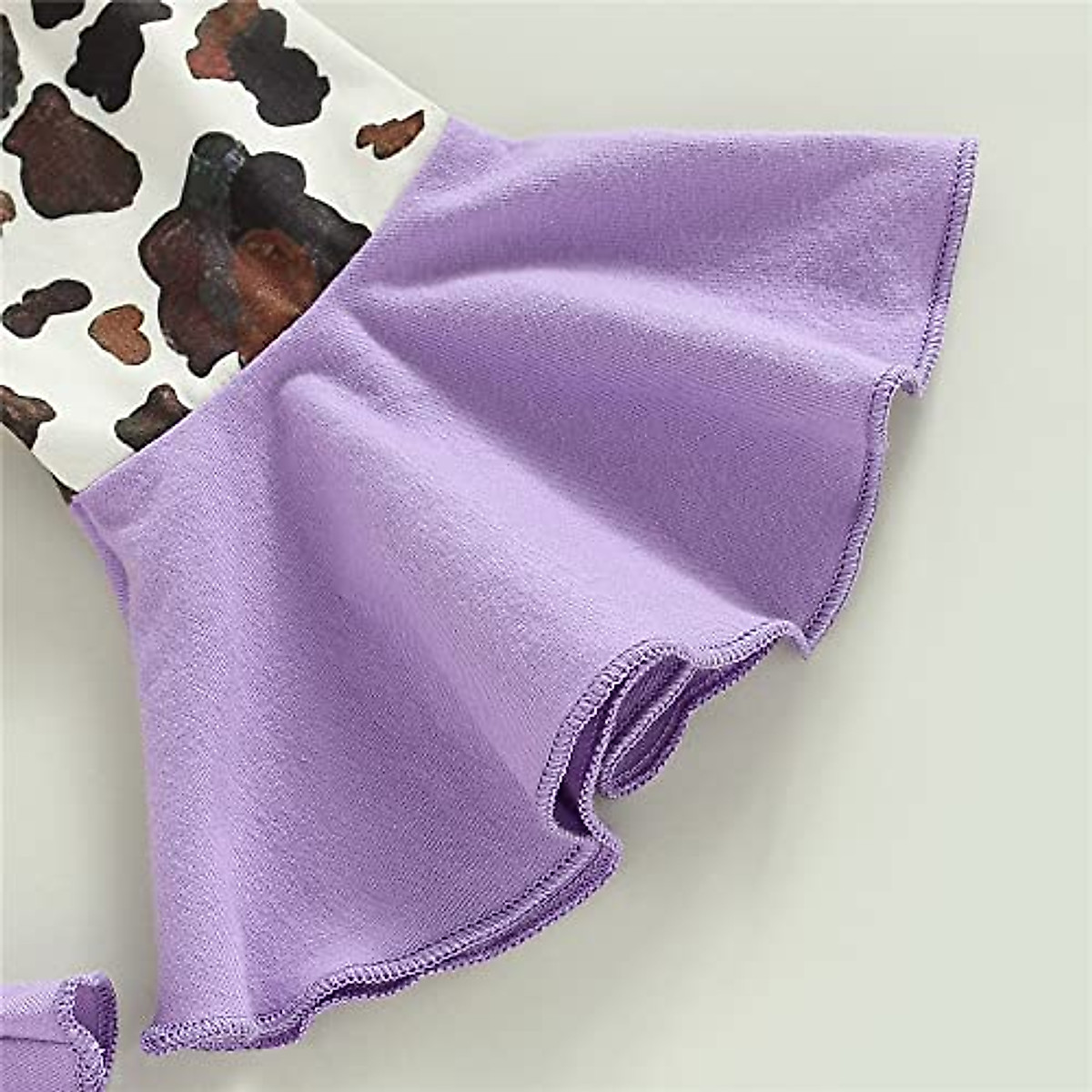 Toddler Kids Baby Girl Easter Outfit Bunny Print Short Sleeve T-Shirt Tops Leopard Flare Pants 2pcs Summer Clothes (Purple,18-24M)