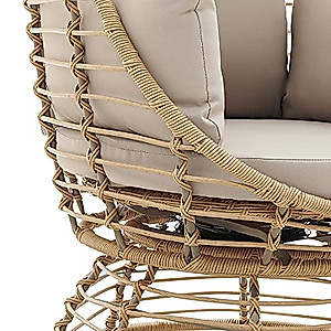 Barton Oversized Egg Style Wicker Chair w/Canopy & 4 Cushions Swivel Outdoor Patio Lounge Basket