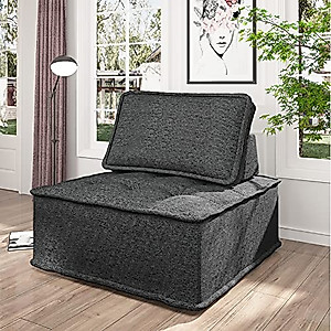 BALUS Modular Sectional Sofa Couch, Modern Armless Floor Sofa Couch, Soft Fabric Single Sofa for Bedroom, Living Room and Sturdy Room, Free Combination, 1 PCS Dark Grey