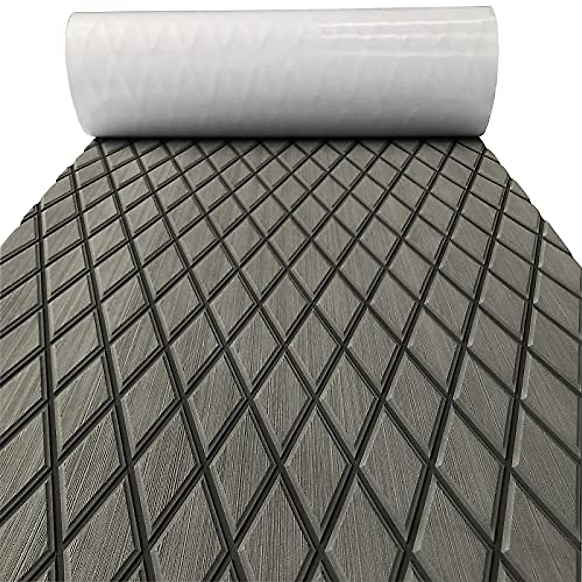 KXKZREN EVA Foam Boat Flooring Decking Sheet Pad Diamond Pattern 6mm Anti-Skid Faux Teak Marine Flooring Mat for Yacht Motorboat RV Yacht Swimming Pool Cooler Tops, 28" x 75"