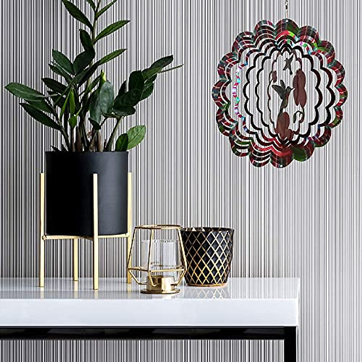 Wind Spinner 360 Degree Hanging Stainless Steel Hummingbird Indoor Outdoor Garden Decoration