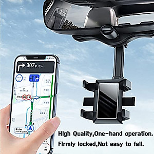 360°Rotatable and Retractable Car Phone Holder, Car Rearview Mirror Bracket, Multifunctional Adjustable Phone Holder, Universal Phone Navigation GPS Holder for All Mobile