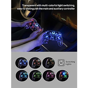 TPARTS Wireless Game Controller for Tesla Model 3/Y/S/X, Multi-Device Crystal Clear Controller with 7-Colors LED Mode Special Programmed and Design For Tesla/Switch/STEAM Deck/PC(1 pc)