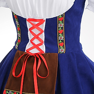 Colorful House Women's Oktoberfest Costume Adult Off-Shoulder Beer Maid Costume for Bavarian Carnival(Blue, Large)