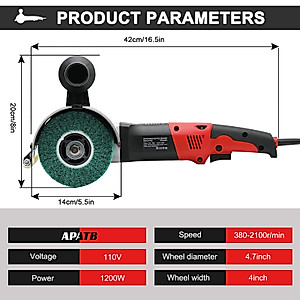 Burnishing Polishing Machine, 1200W 110V Polisher Sander Burnishing Polishing Tools Set with 4PCS Non-woven Burnishing Wheels (80# 120# 240# 320#) for Polishing Metal Stripping Paint and Sanding Wood