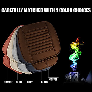 zipelo 2 Pack Car Seat Covers for Front Seats, Breathable Leather Cushion Protector, Anti-Slip Driver Seat Padded with Storage Pockets, Auto Interior Decoration for Most Vehicles (Black)