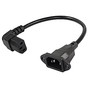 CERRXIAN 0.3m Down Angle C13 to C14 Panel Mount Power Cable, 90 Degree IEC 320 C13 Female to C14 Male PDU Power Supply Extension Cord for Monitors,Computers,Etc(Dc13m-c14)