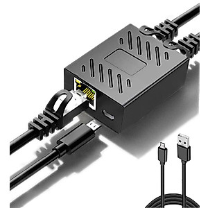 MVBOONE Ethernet Splitter 1 to 2 [Simultaneous Networking], RJ45 Network Switch Extender Converter with USB Power Cable, Suitable for Computer/Router/TV Box, CAT 5/6/6E/7/8