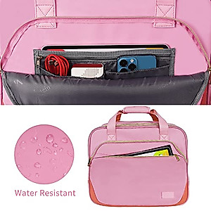 Rolling Briefcase for Women, Large Rolling Laptop Bag with Wheels Fits 17 Inch Notebook Gifts for Office Women, Water Resistance Teacher Work Computer Travel Carry on Weekender Bags on Wheel, Pink