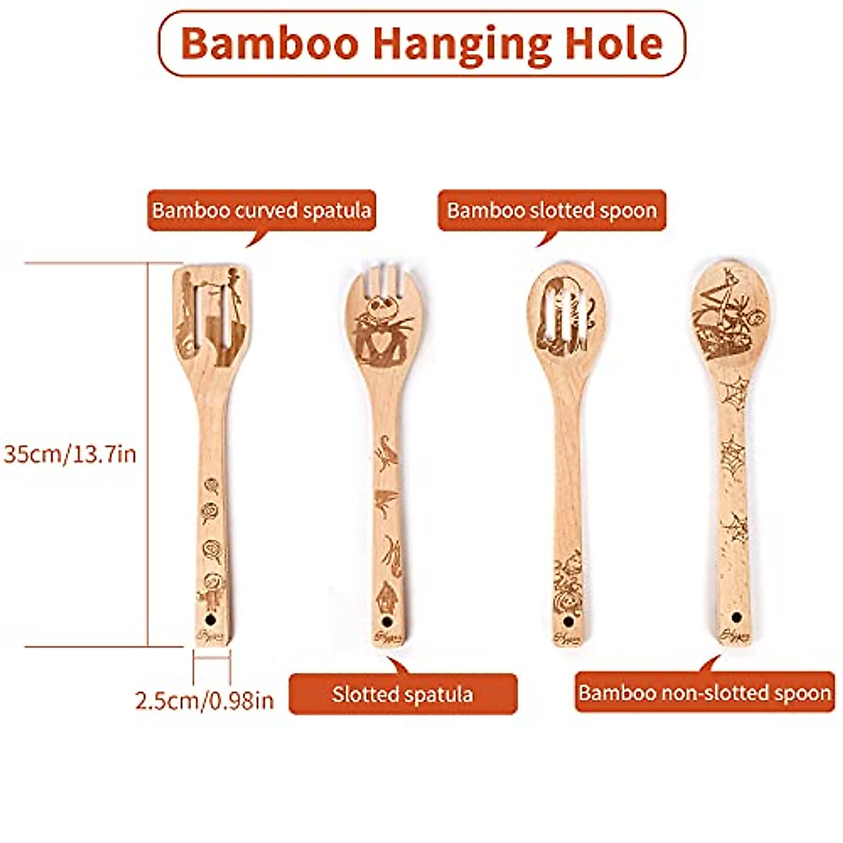 Kitchen Utensils Set Idea Utensil Wooden Spoons Set House Warming Wedding Present Spoon Set Kitchen Gift Set (Nightmare Before Christmas)