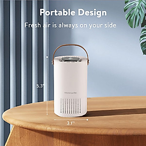 Mini Quiet Air Purifier - Portable and Cute Desk Air Purifier for Dorm, Office, Travel, Car, Classroom, Bedroom, White