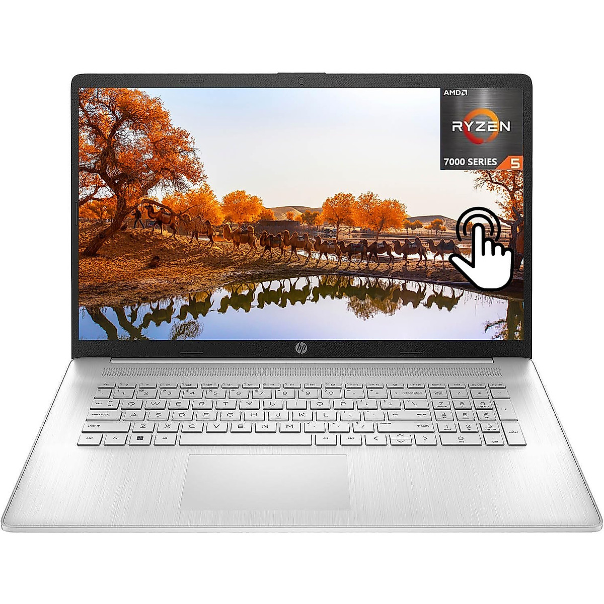 HP 2023 Newest Touchscreen Business Laptop, 17.3 Inch HD+ Display, AMD Ryzen 5 7530U Processor(Beats i7-1165G7), 64GB RAM, 1TB SSD, Wi-Fi 6, Anti-Glare, Full KB, Webcam, Windows 11 Home, Silver