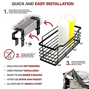 Qanuze Removable Griddle & BBQ Caddy Organizer – For All Blackstone 17”/22”/28” & 36” Griddles – Space Saving Storage for Grilling Tools & Accessories - Comes with Food Scraper