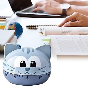 YuFanKits Kitchen Timer, Cartoon Animal Timer Mechanical 60 Minute ABS Portable, Countup Clock for Cooking Study Sport Class Cat