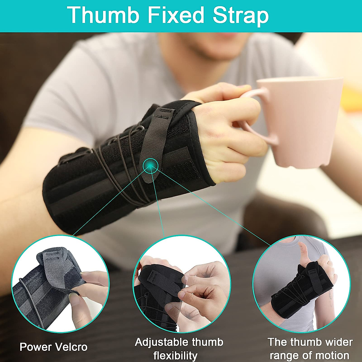 TANDCF bestlife Unisex Universal Wrist Lacer Wrist Brace for Carpal Tunnel Syndrome & De Quervain’s Syndrome,Adjustable Night Wrist Support Brace with Splints Right Hand For Women & Men,Great for Wrist Pain,Sprain,Sports Injuries,Joint Instability,Arthrit