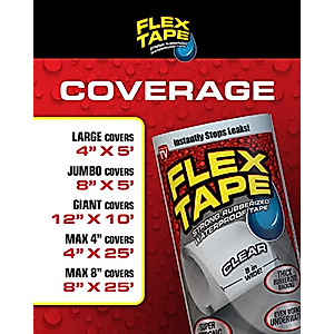 Flex Tape Rubberized Waterproof Tape, 4" x 5', Black (2 Pack)