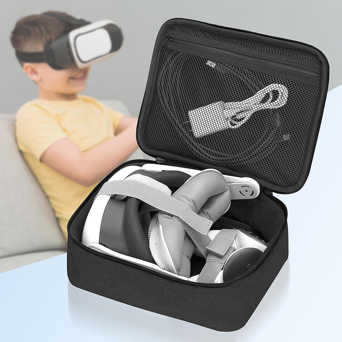 Soft Carrying Case Compatible with Oculus Meta Quest 3S/Quest 3/Quest 2 Official Original, Storage Case for Meta Quest 3/3S Headset Fits for Travel, Home, Outdoor(Not Compatible with Elite Strap)