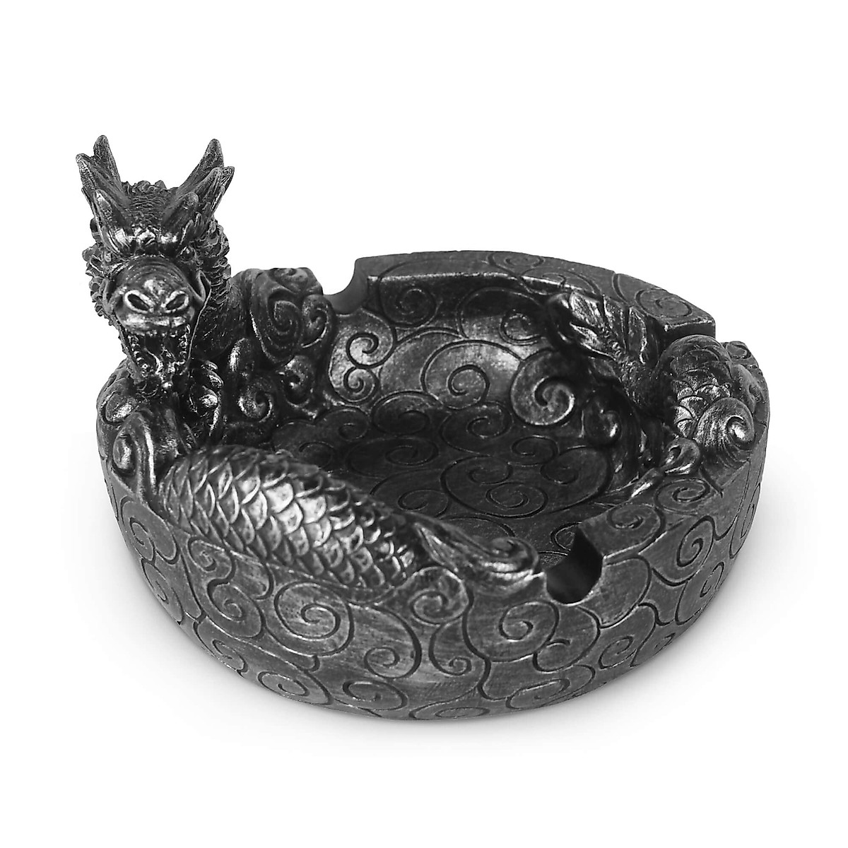 World of Wonders Clouds of Smoke Chinese Dragon Ashtray | Cigarette Tobacco Accessories | Smoking Novelty Figurine | Medieval Home Decor Resin Dish - 4.75"