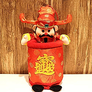 VALICLUD CAI Shen Statue Wencaishen God of Fortune God of Wealth Zhao CAI Feng Shui Decor Gift Chinese New Year Gift Chinese Style Wealth God Candy Bag Desktop Trash Can Decoration Red