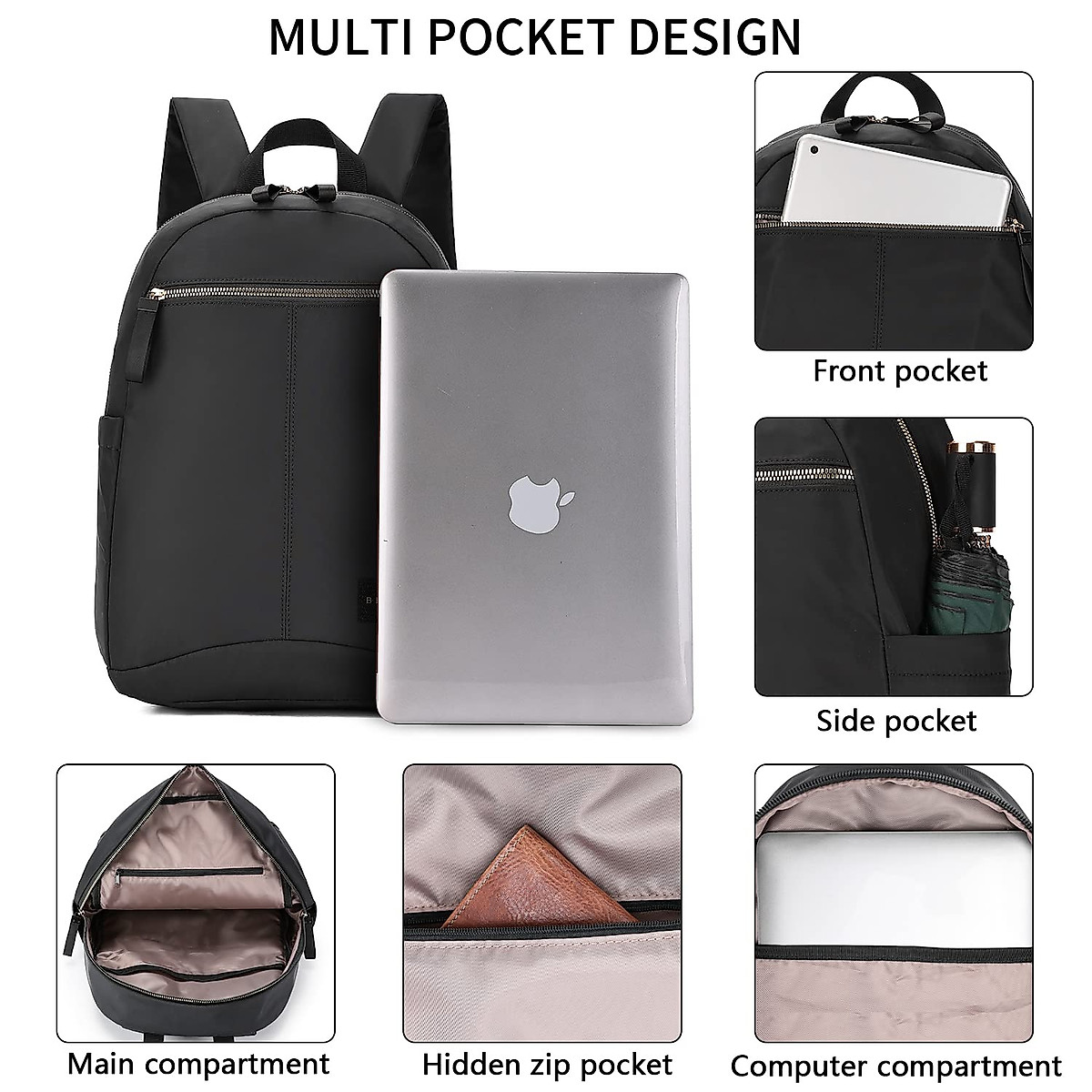 BE SMART Classic Woman Casual Travel Backpack, Stylish Mummy Bag for diaper and baby stuff, Lightweight Business Work Bag for 13.5" Laptop, Suit for Girls,ladies,Student & Mother