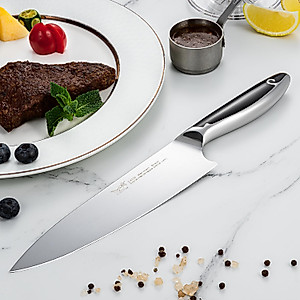 YONOVAK High-Class Chef Knife - Dishwasher Safe Non-Rust Kitchen Knife 8 Inch High Carbon Steel Cooking Knife - New Type Full Tang Handle Chefs Knife
