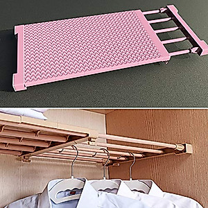 Felenny Closet Tension Shelf Adjustable Closet Storage Rack Divider Kitchen Cabinet Cupboard Organizer Shelf Extendable Rack White