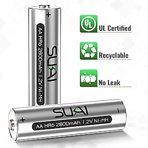 SUKAI Rechargeable AA Batteries, 1.2V 2800mAh Low-Self Discharge Ni-MH AA Rechargeable Batteries 1200 Recycling Times, Pack of 8