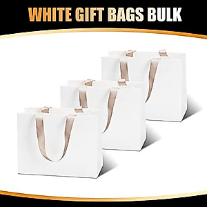 White Gift Bags Bulk YACEYACE 10Pcs 8"x3.75"x6" Small Size White Gift Bags with Handles White Paper Gift Bags White Kraft Paper Bags White Paper Shopping Bags for Small Business, Wedding Bags Party Bags Retail Bags