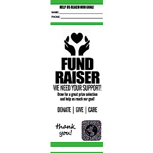 Fundraiser Tickets (Hands) - Fast & Affordable Event Tickets by MyZone Printing (Green, 100)