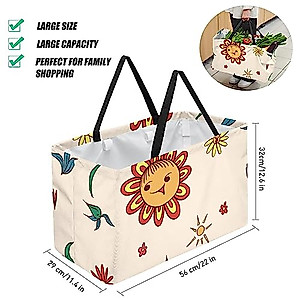 Cartoon Flower Printing Large Capacity Laundry Organizer Tote Bag - Reusable and Foldable Oxford Cloth Shopping Bags
