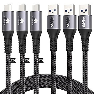 CONMDEX Android Auto USB C Cable (2ft+3ft+6ft), 10Gbps USB 3.1 Gen 2 USB-A to USB-C Cable 3A Fast Charging Type C Charger Cord, Braided USB C Data Cable Compatible Samsung Galaxy S23, Google Pixel