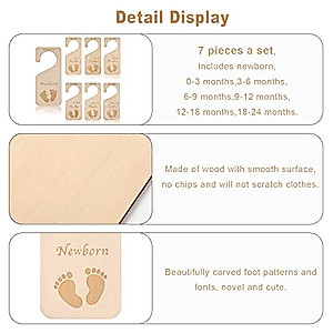 SAVITA Wooden Baby Clothes Dividers, 7pcs Wood Closet Dividers Month Baby Closet Organizer from Newborn to 24 Months, Nursery Hanger Decor for Boys Girls Infant Wardrobe (Footprint)