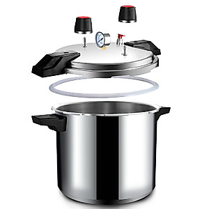 Wantjoin Pressure Cooker, Pressure Pot with Pressure Control for Home Kitchen or Restraurant, Commercial Pressure Cooker with Gauge (23QT), Aluminum