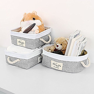 uxcell Storage Baskets with Cotton Handles Foldable Storage Bins Laundry Clothes Towel Box Organizer W Drawstring Closure for Home Shelves Closet Gray 14.6" x 10.2" x 4.7"