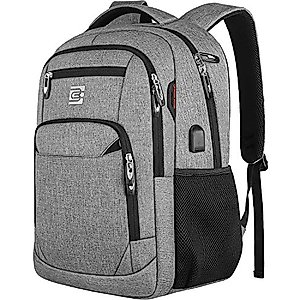 Laptop Backpack,Business Travel Anti Theft Slim Durable Laptops Backpack with USB Charging Port,Water Resistant College Computer Bag for Women & Men Fits 15.6 Inch Laptop and Notebook - Grey