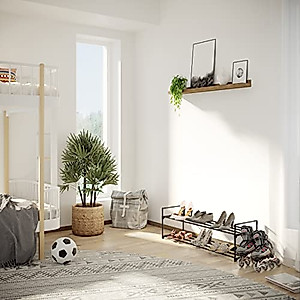 Home-Complete Rack 2-Tier Shoe Organizer for Closet, Bathroom, Entryway – Shelf Holds 10 Pairs of Sneakers, Heels, and Boots, Black