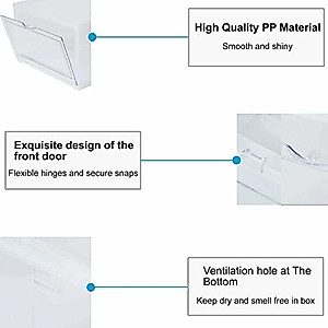 SneakNeat Sneaker Storage Container - 10 Pack, Durable Shoe Box Set with Drop Front Door - Store Up to Men's USA Size 13 - Free Standing Stackable Household Organizer - Stores, Protects, Displays Shoe Collection (Clear)
