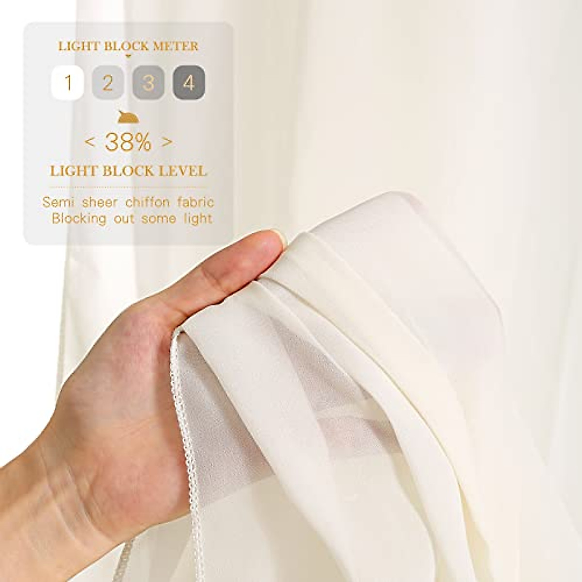 Beige Backdrop Curtain for Party 2 Pieces 5FTx10FT Ivory Chiffon Wedding Photo Background for Baby Shower Birthday Curtain