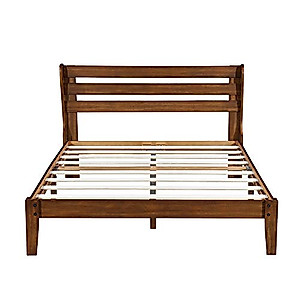 Olee Sleep Wood Platform Headboard Bed Frame, Full, Natural