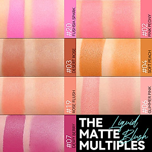 Liquid Blush Wand, Matte Face Blushes Beauty Wand with Cushion Applicator, Lightweight Pink Blush, Smooth Creamy Fomula (2# pink peony)