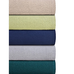 BOUTIQUO 100% Cotton Bed Blanket, Breathable Thermal Blanket Twin Size, Soft Honeycomb Waffle Blanket 60"x90", Cotton Bed Blanket, Perfect for Layering Any Bed for All Season, White