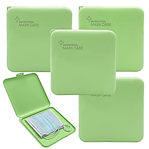 LYFJXX Mask Storage Case,4 Pack Portable Plastic Mask Storage Case, Reusable Mask Organizer to Protect and Store Disposable Masks Green