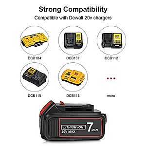 Lenoya 7000mAh Replacement for Dewalt 20V Battery DCB207 2Packs