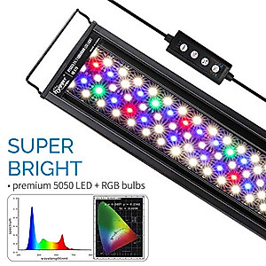 hygger Advanced Full Spectrum LED Aquarium Light with Timer 24/7 Lighting Cycle, Customize Mode 7 Colors 5 Intensity Planted Tank Light for 55~75 Gallon Fish Tank