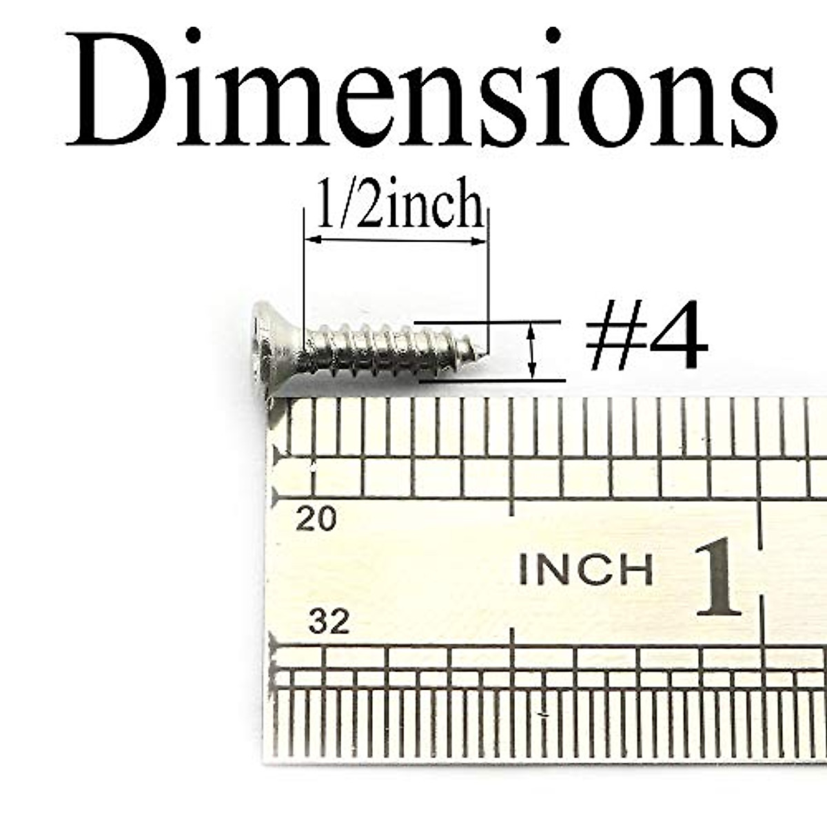 Pro Bamboo Kitchen 100pcs 304 Stainless Steel Flat Head Phillips Wood Screw #4 x 1/2" Half Countersunk Head Self Tapping Screw