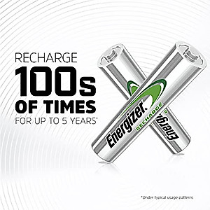 Energizer Rechargeable AAA Batteries, Recharge Power Plus Triple A Battery Pre-Charged, 4 Count