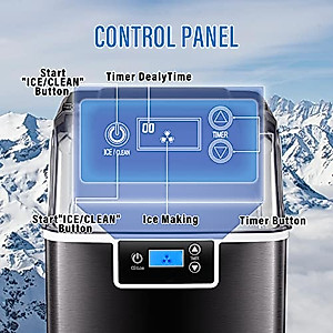 Nugget Ice Maker Countertop with Soft & Chewable Pellet Ice Crushed ice Countertop Portable Pellet Ice Machine 44Lbs/24H, 2 Minutes per Round and 45dB for Home/Kitchen/Office/Bar/Party
